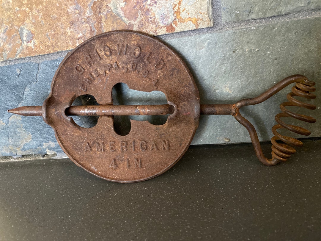 Vintage Rusty Cast Iron Griswold American 4" Stove Damper Flue W/steel ...