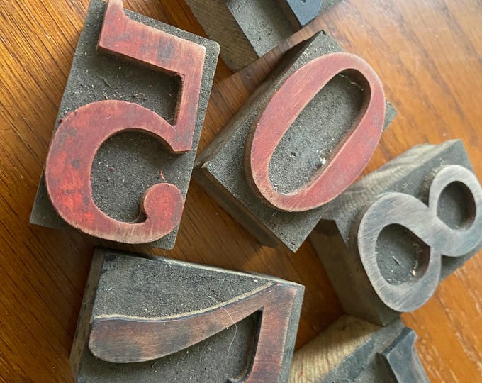 6 Vintage Letterpress 2” Block Print Numbers: 0 4 5 5 7 8 - Etsy