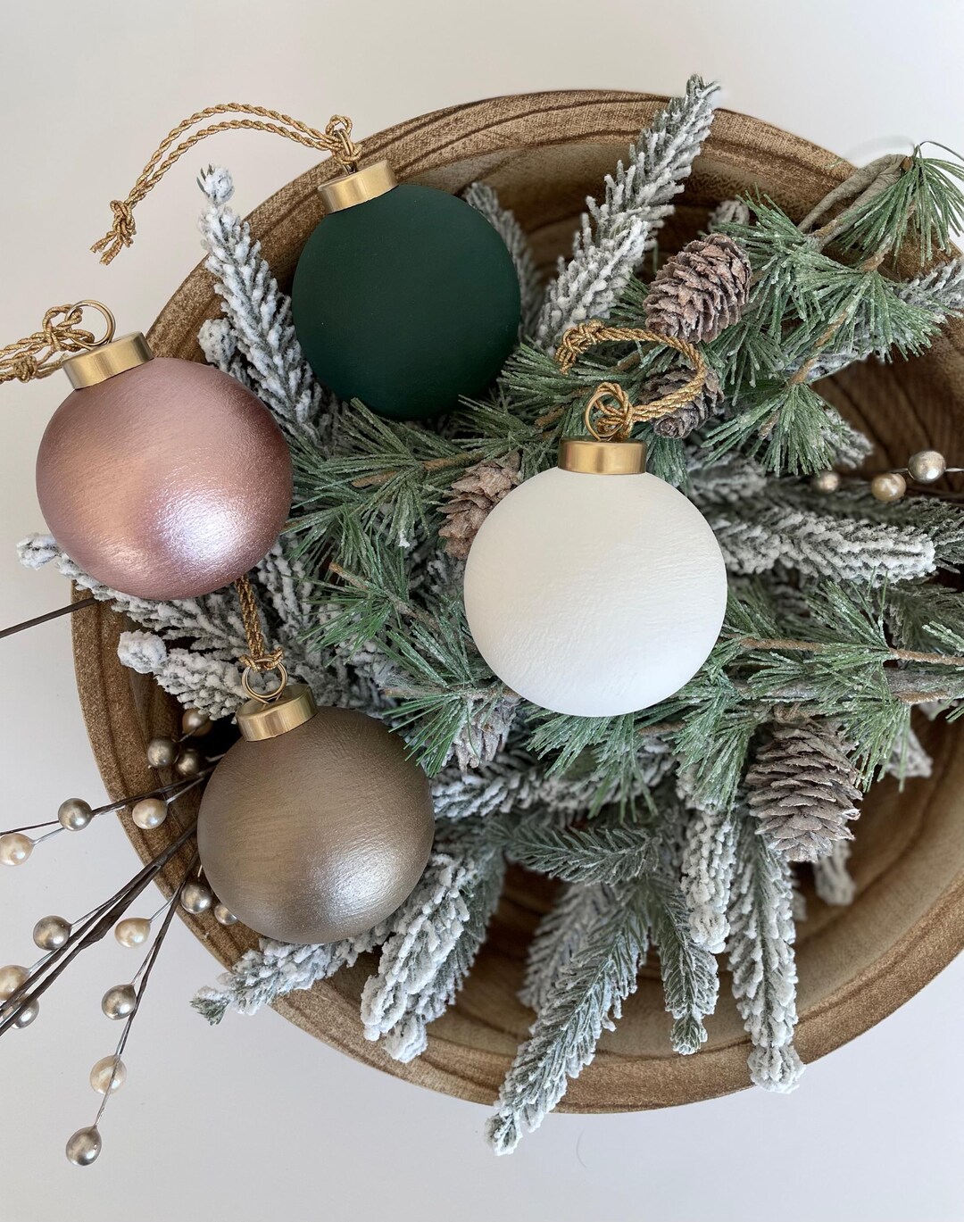 Hand-painted Textured Ceramic Ornaments: Pink Metallic I Modern I ...