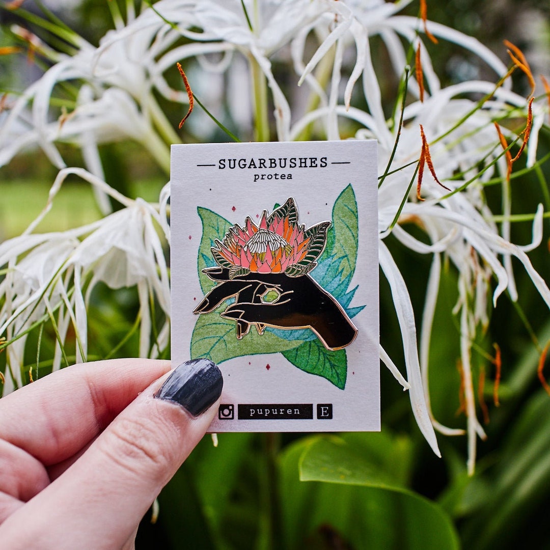 Hands & Florals: Protea Pin - Etsy