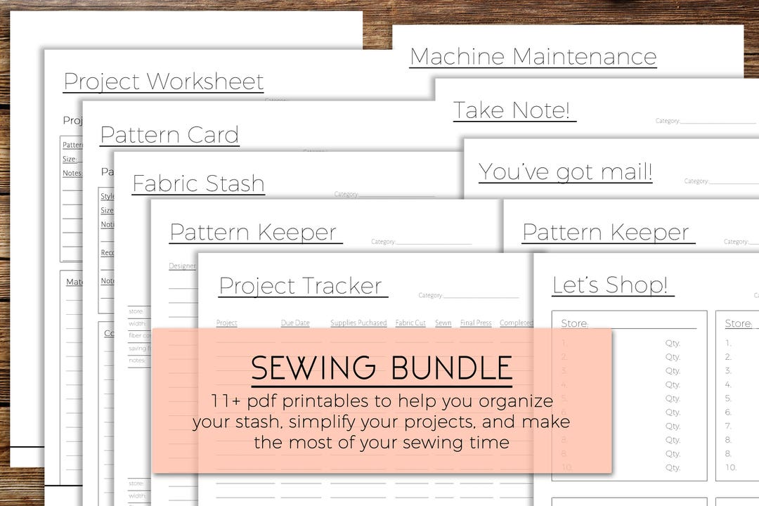 Sewing, Organization, Printables, Bundle, Sewing Tracker, Fabric Stash ...