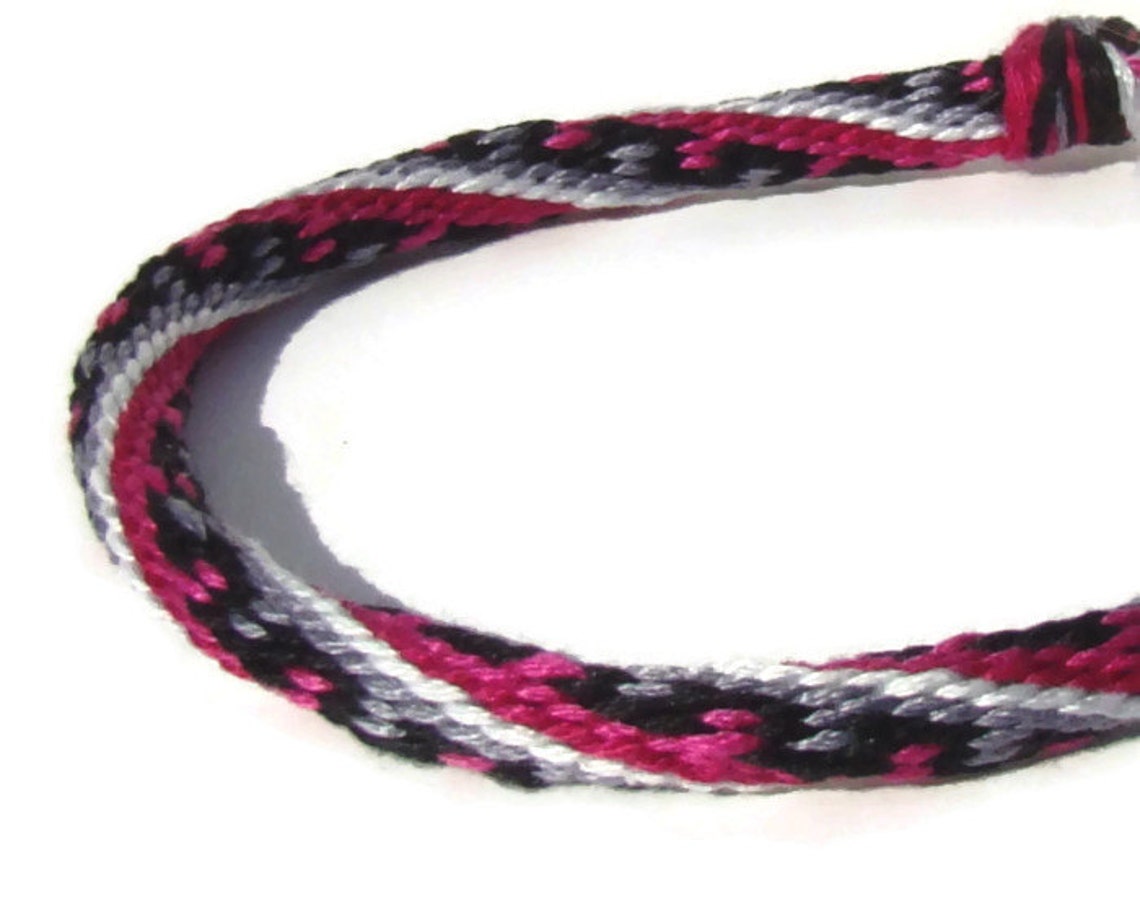 Woven 28 strand pink Grecian pattern friendship kumihimo | Etsy