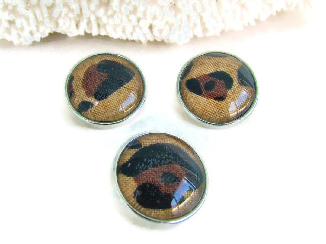 Set of Three Snap Charm Buttons, Handmade With Leopard Print Fabric ...