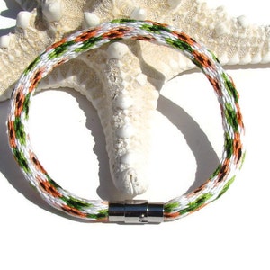 Cherish Collection-- 40 Strand Peach and Green Flower Design Kumihimo ...