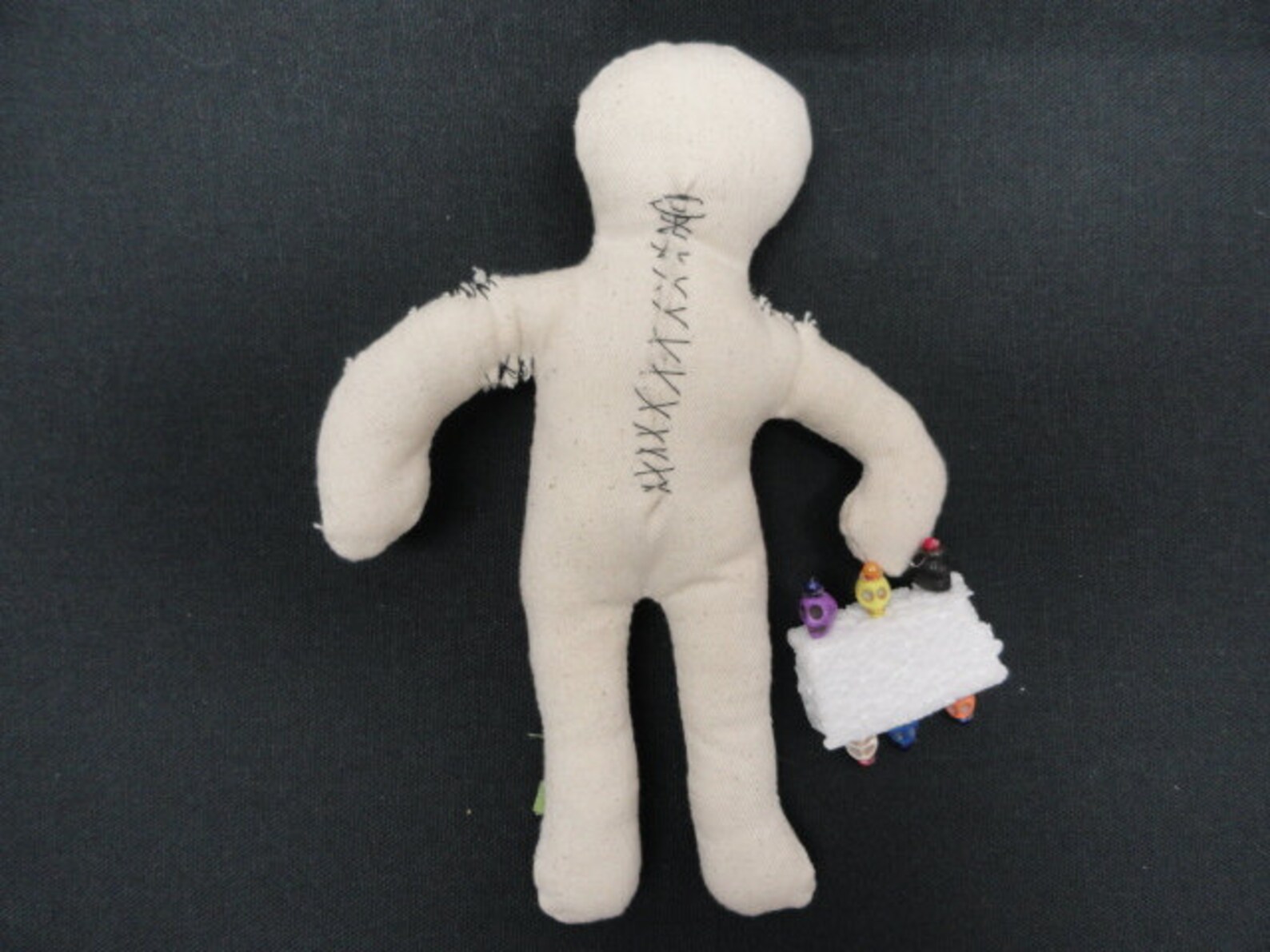 Voodoo Doll 8' With 6 Colorful Skull Pins Gothic Gag Gift White ...