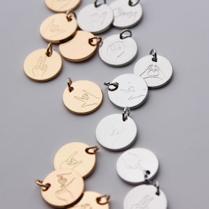 Engraved Hand Gestures Collection, Rock on Charm, Shaka Engraved Charms ...