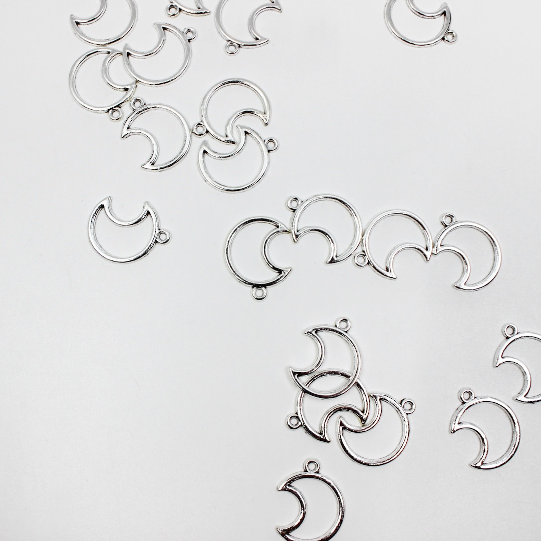 Silver Open Moon Charm, Celestial Charm, Sun Moon and Stars, Reaching ...