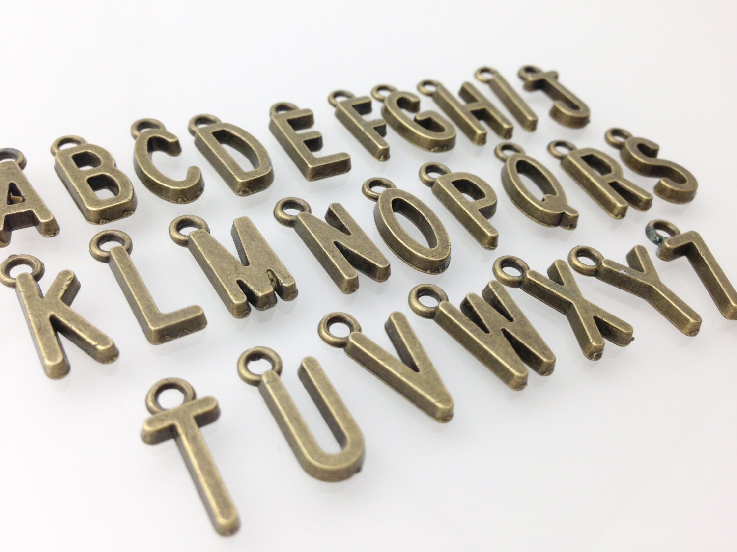 Set of 26 Bronze Initial Letter Charms Initial Letter Charm - Etsy