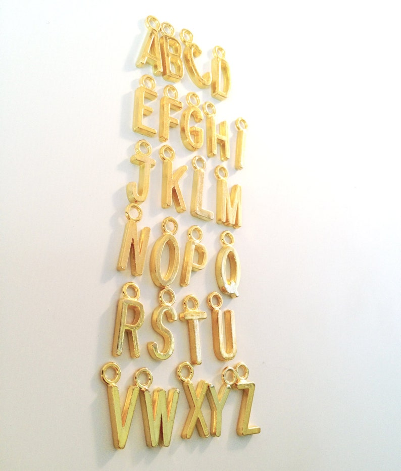 Set of 26 Gold Initial Alphabet Letter Charms Letter Set | Etsy