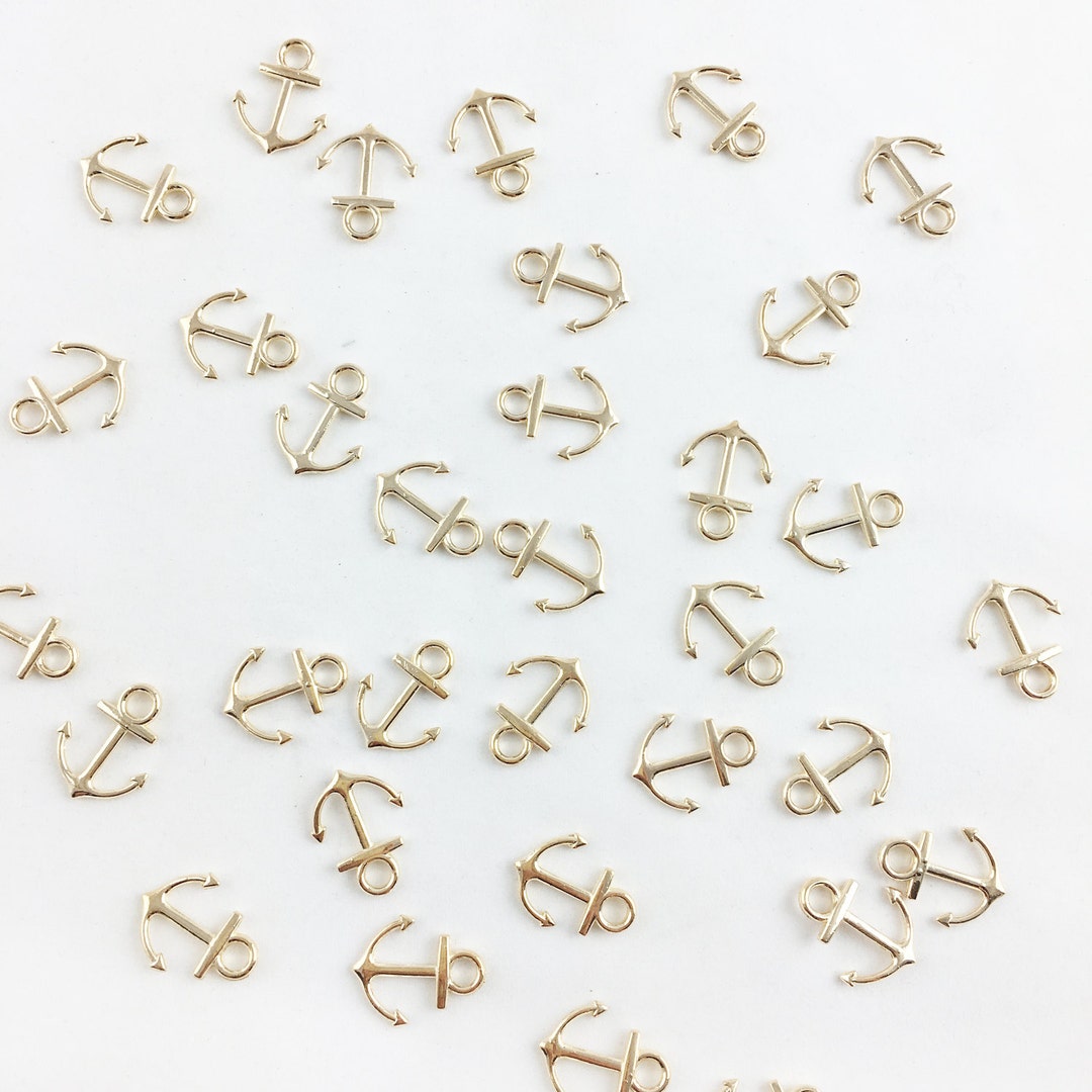 Gold Anchor Charm, Nautical Anchor Charm, Jewelry Supplies & Findings ...