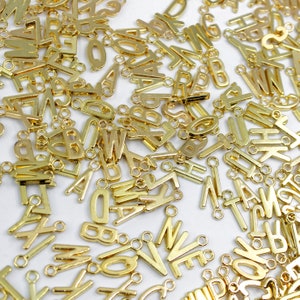 Set of 26 Gold Initial Alphabet Letter Charms, Letter Set, Letter Charm ...