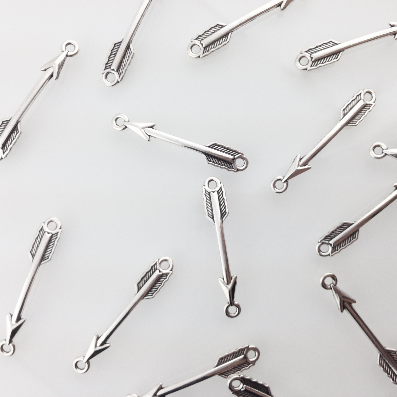 Silver Plated Antique Silver Small Arrow Connector Charm - Etsy