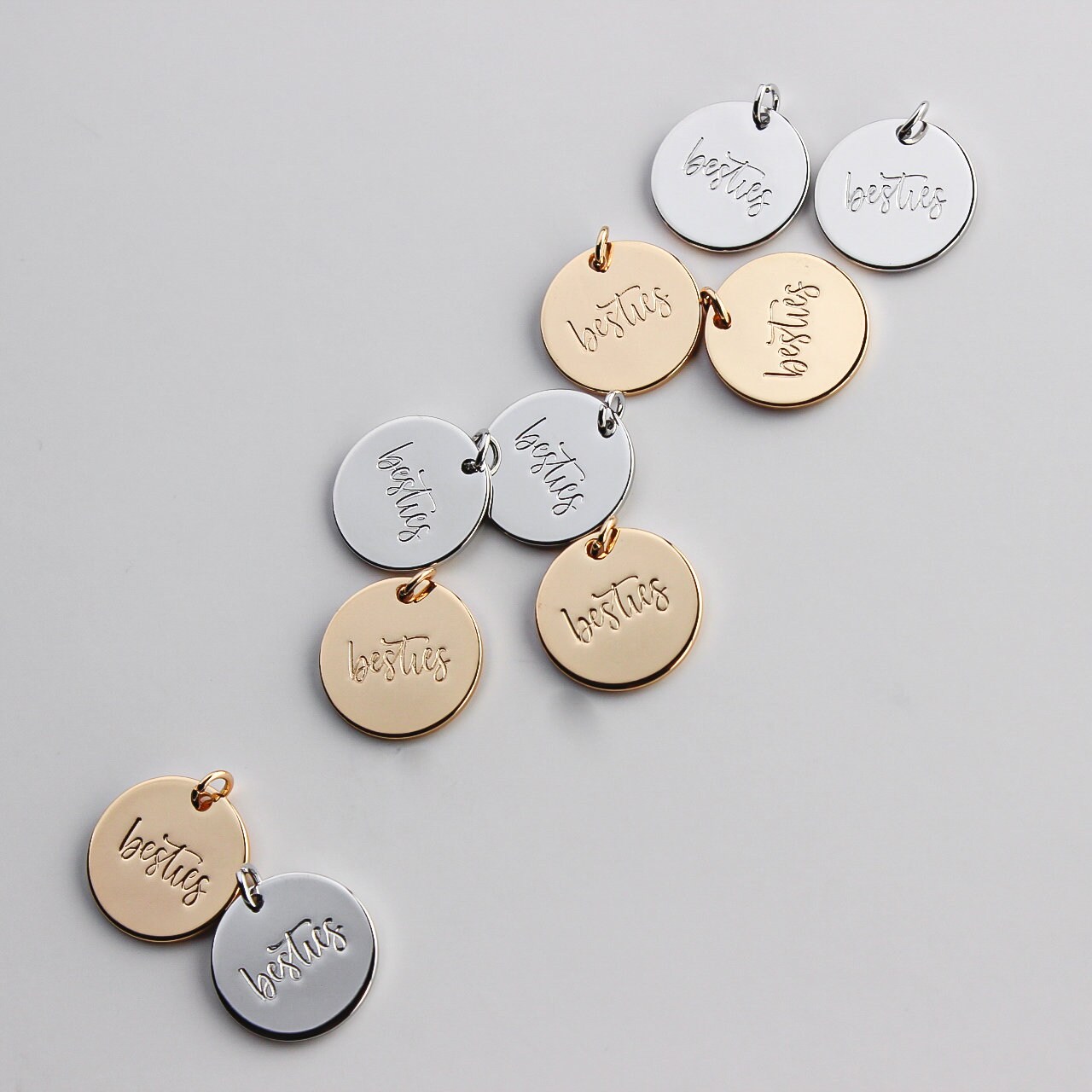 Engraved Besties Charm, BFFE Necklace Charms, Cursive Besties Engraved ...