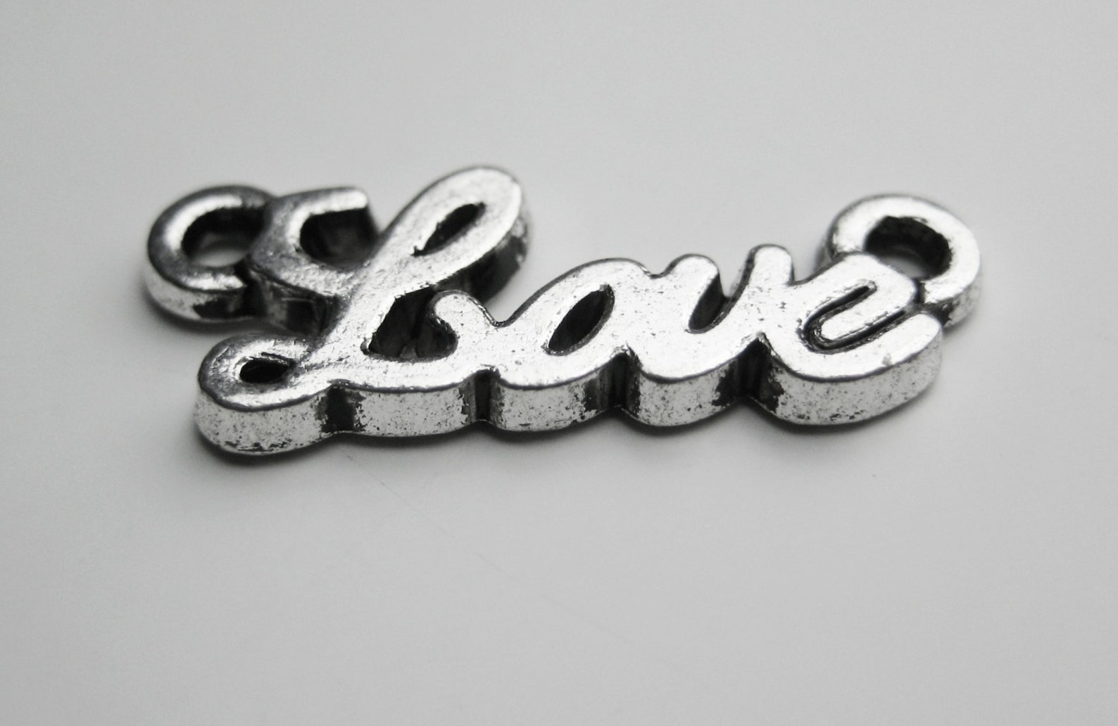 Cursive Love Connector Charm Silver Love Charm Mother's | Etsy