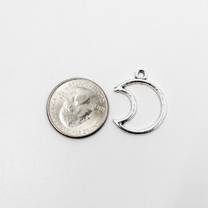 Silver Open Moon Charm, Celestial Charm, Sun Moon and Stars, Reaching ...