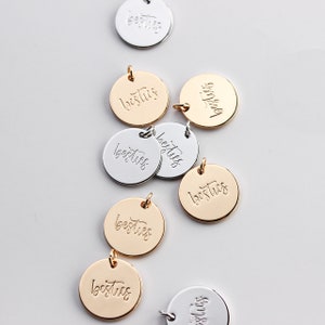 Engraved Besties Charm, BFFE Necklace Charms, Cursive Besties Engraved ...