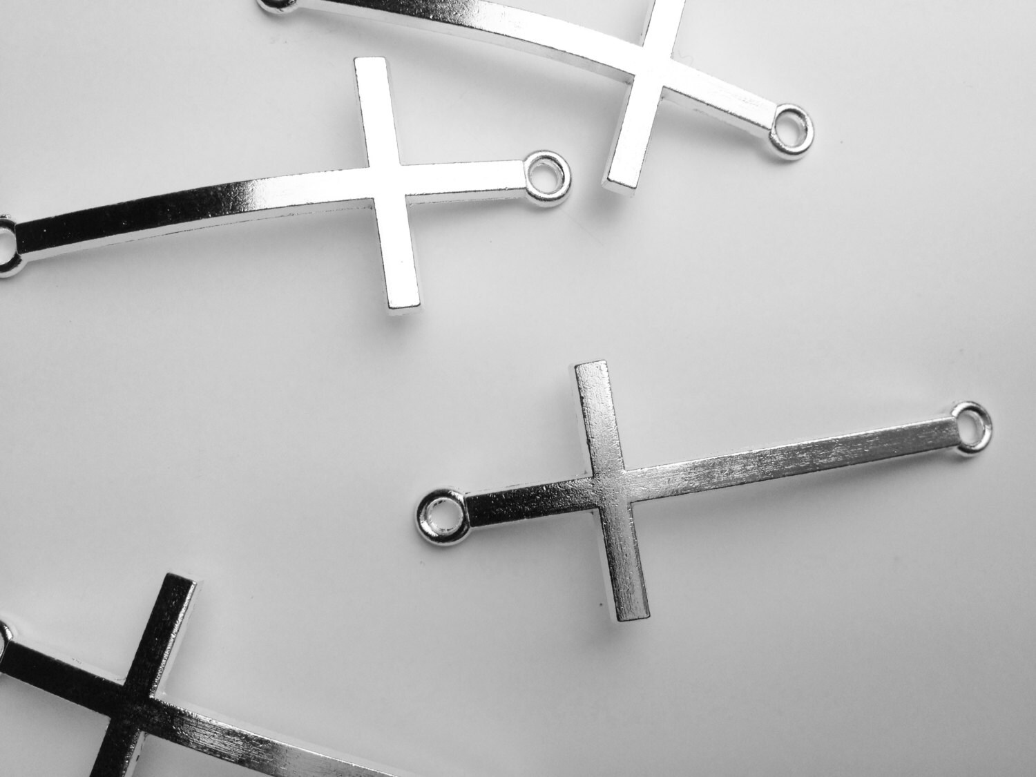 Sideways Cross Connector Charm Antique Silver Cross Modern - Etsy