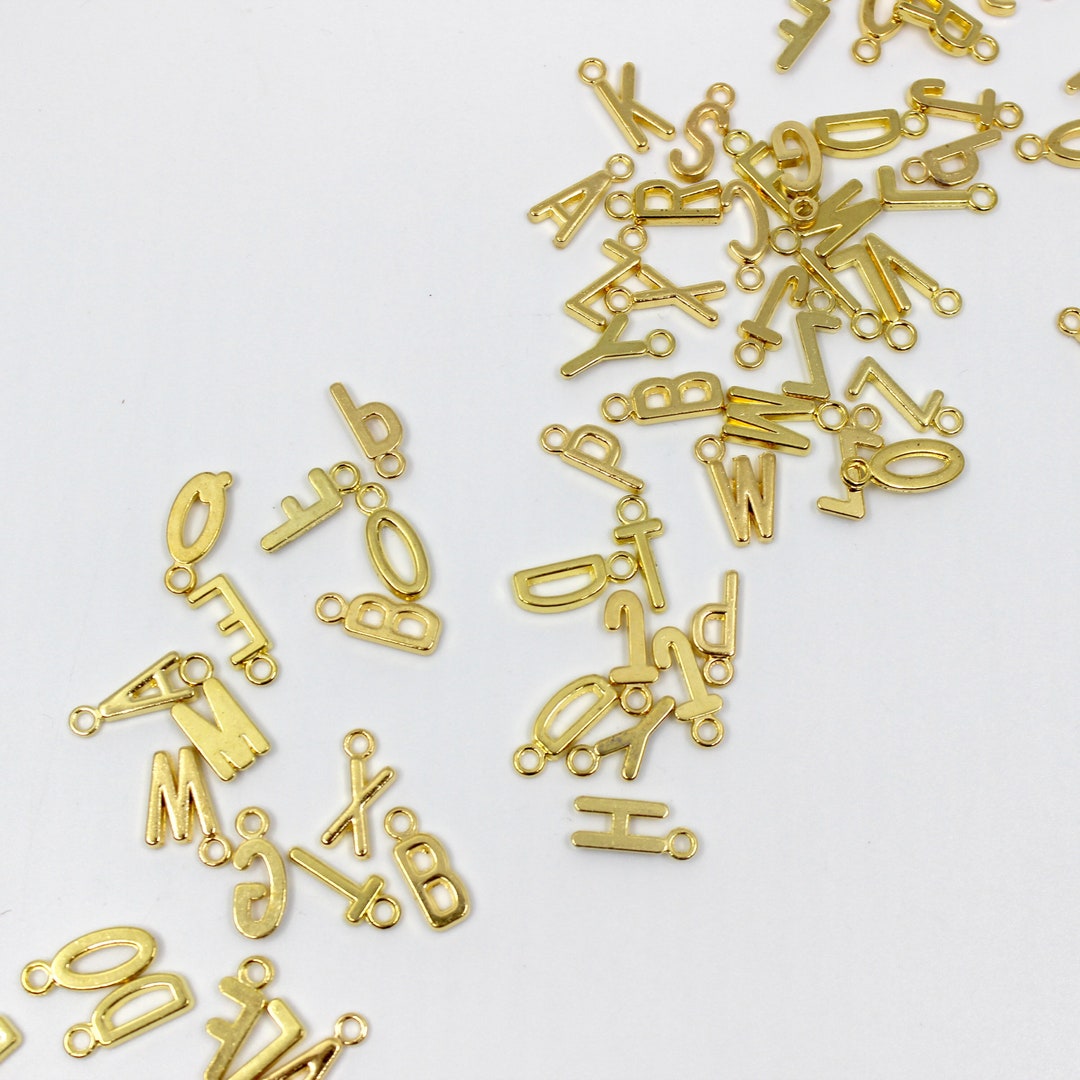 Set of 26 Gold Initial Alphabet Letter Charms, Letter Set, Letter Charm ...