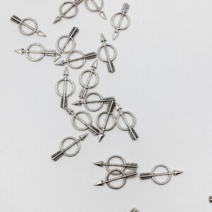 Silver Arrow With Circle Bulls-eye Charm, Silver Arrow Charm, Silver ...