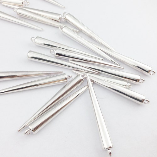 Large Silver Spike Charm // Jewelry Findings Silver Plated - Etsy