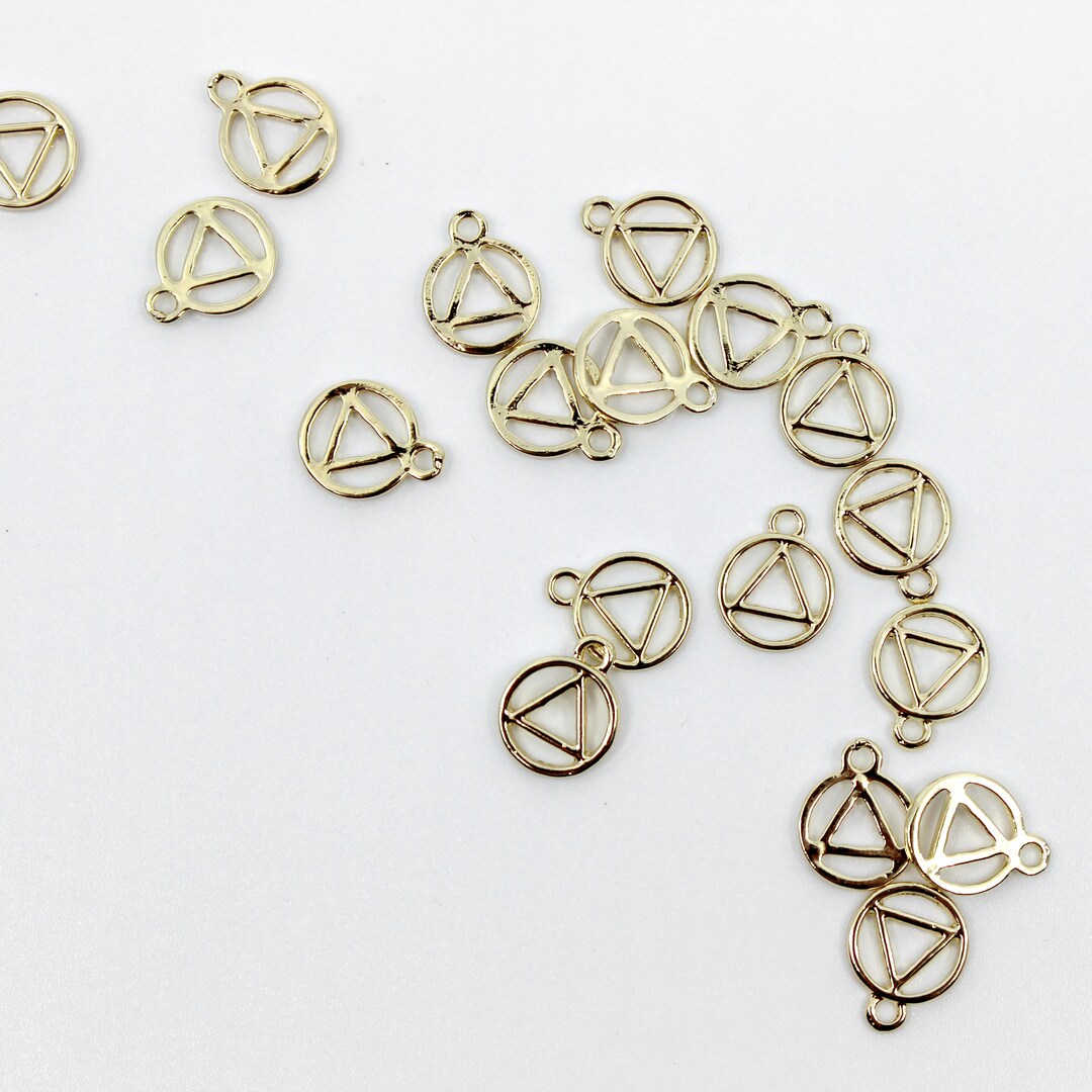 Gold Recovery Charm, Geometric Symbol Charm, Spiritual, Sobriety Symbol ...
