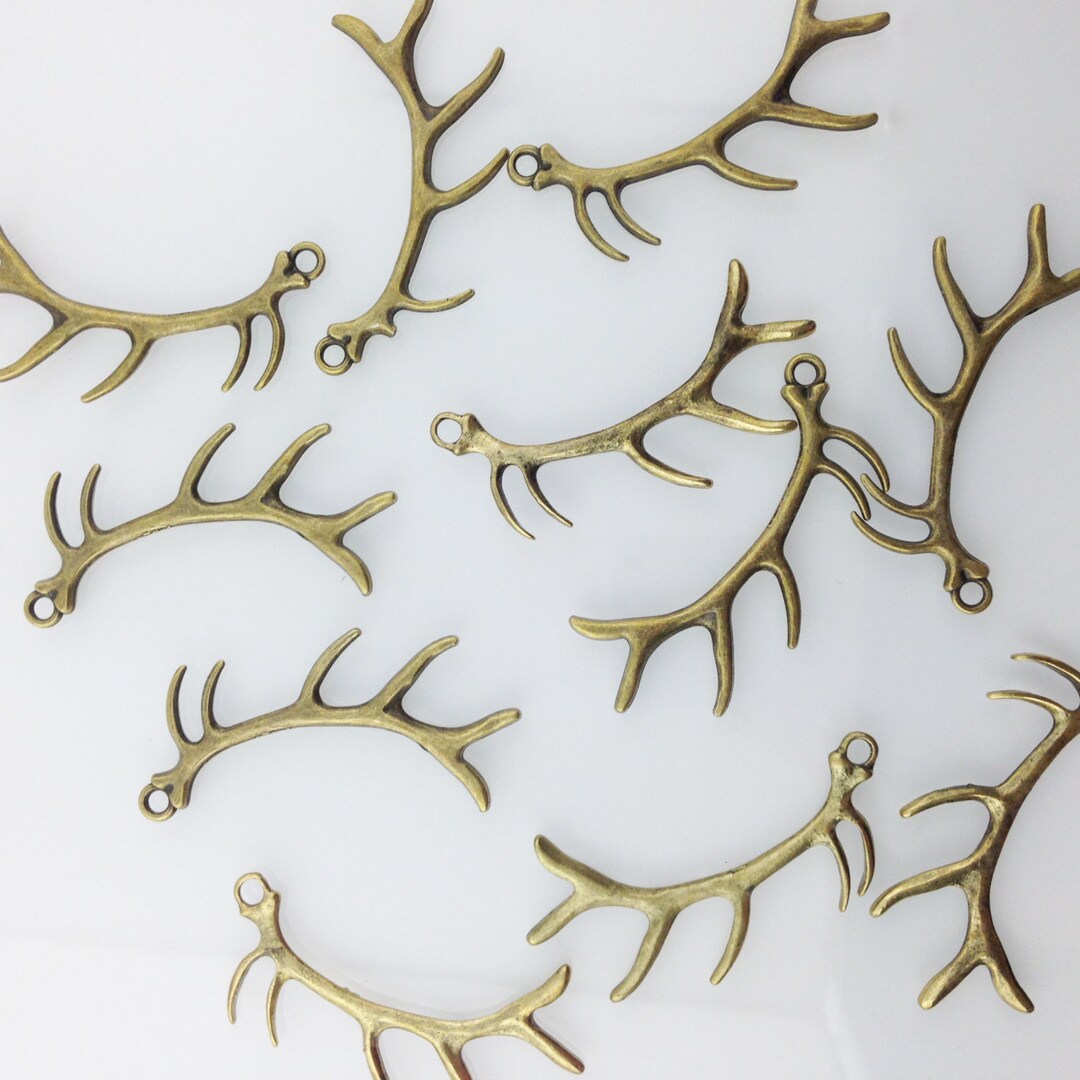 Long Deer Antler Charm, Bronze Charm, Bronze Antler Charm, Hunting ...