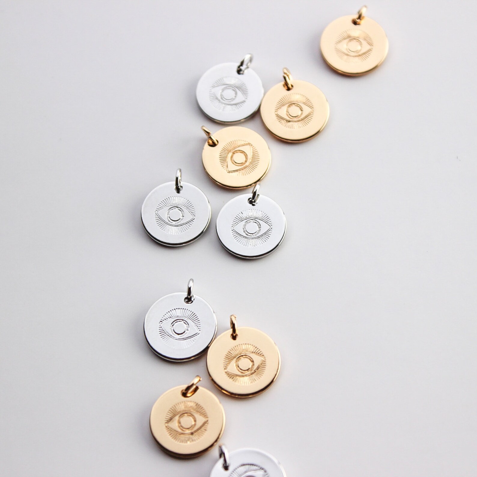 Mystic Spiritual Symbol Engraved Charms, 11:11 Lucky Charm, Evil Eye ...