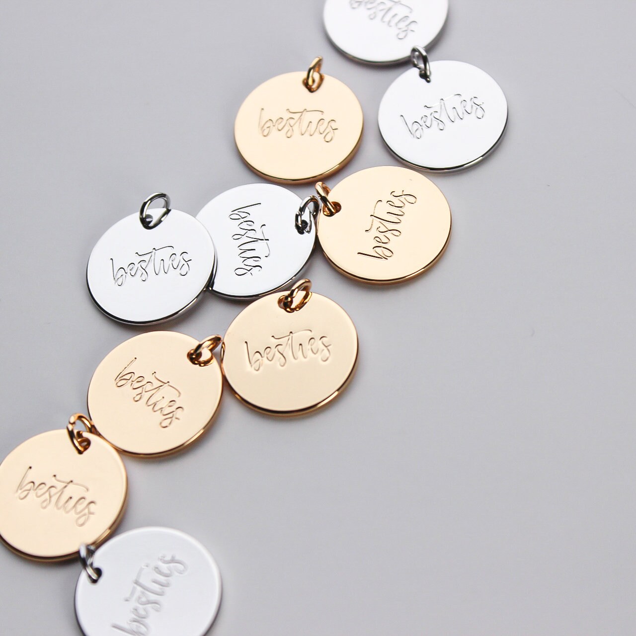 Engraved Besties Charm, BFFE Necklace Charms, Cursive Besties Engraved ...