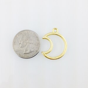 Gold Open Moon Charm, Zodiac Charm, Gold Constellation Charm, Celestial ...