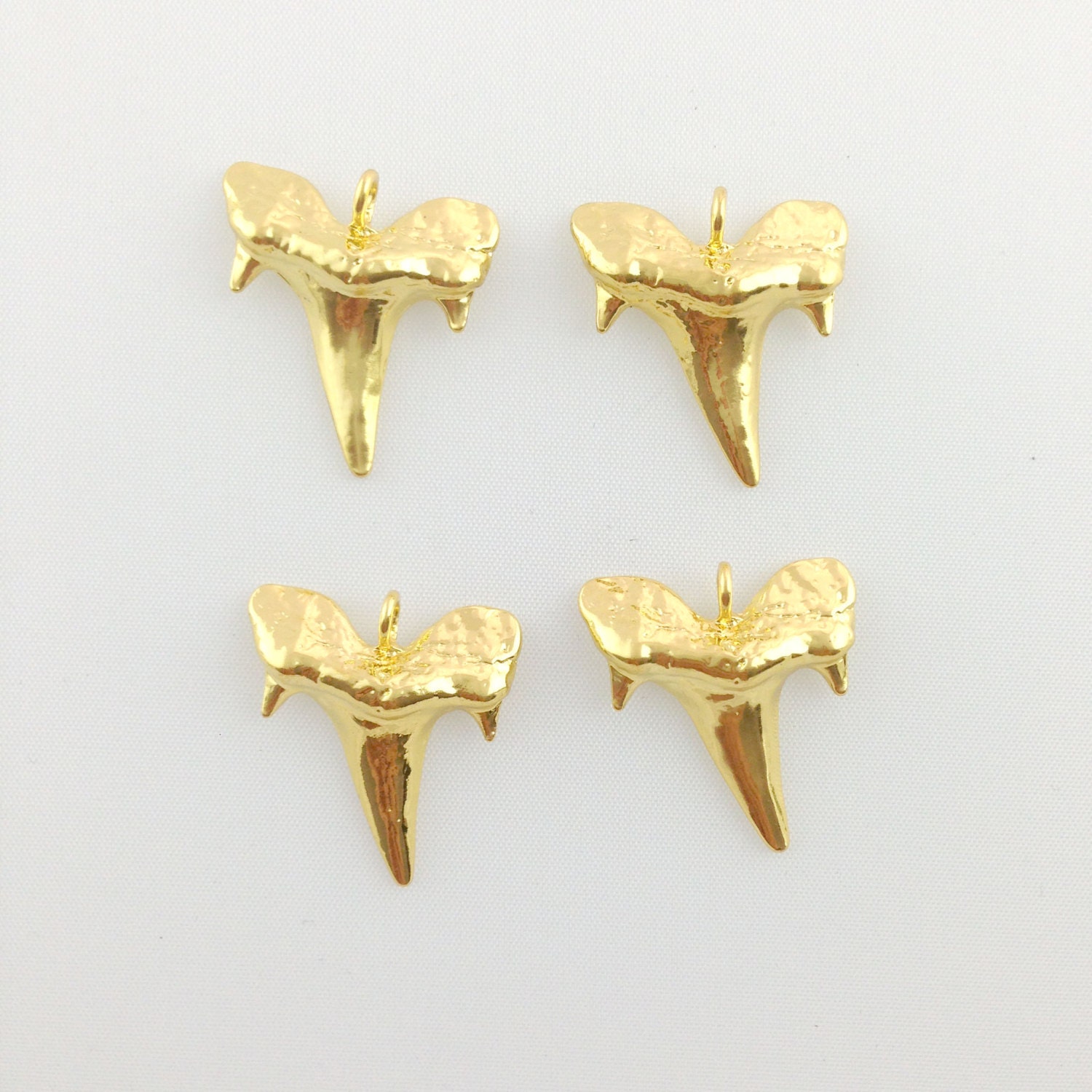 Shark Tooth Charm Gold shark tooth Shark Tooth Pendant Sea | Etsy