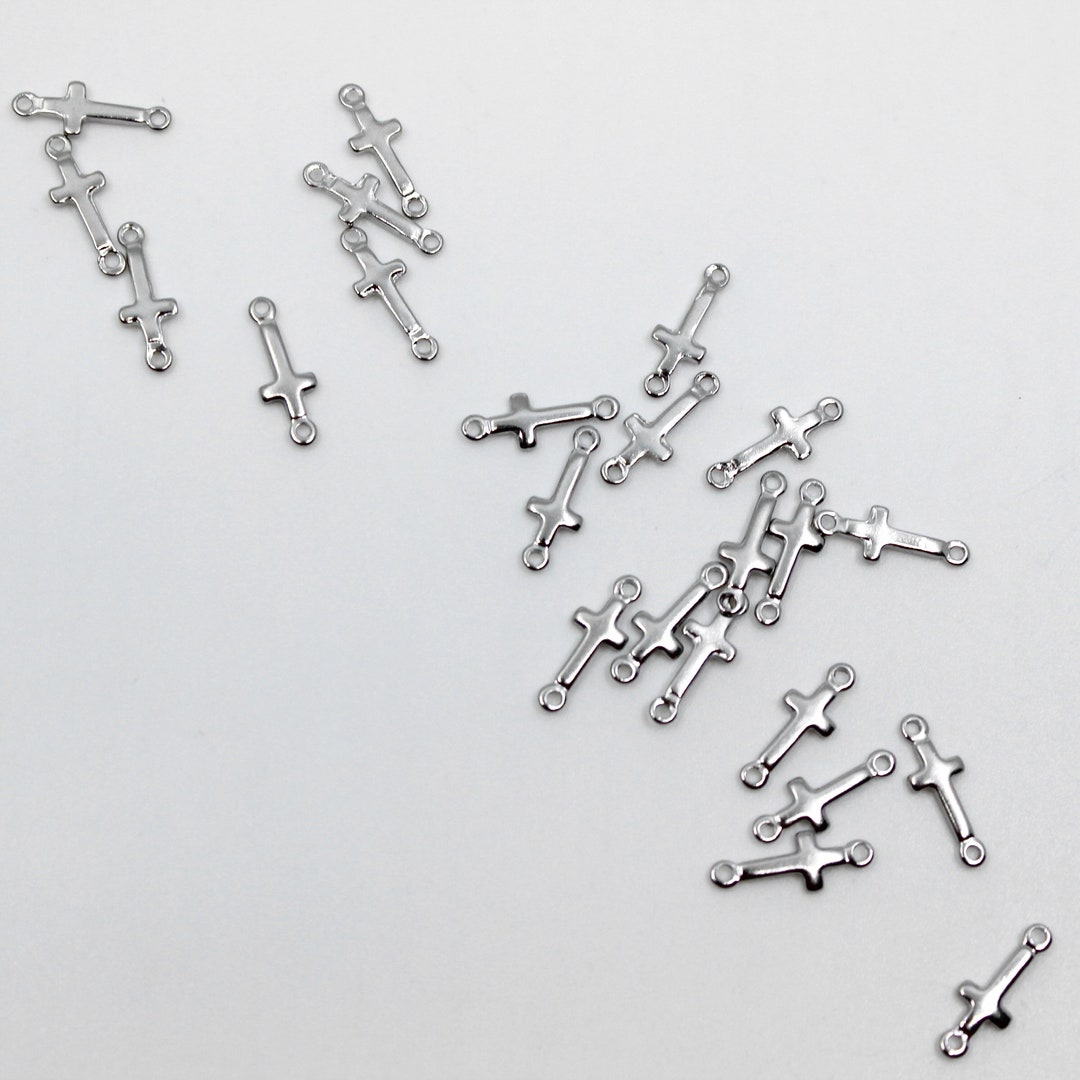 Tiny Silver Plated Cross Connector Charm, Small Cross Connector ...