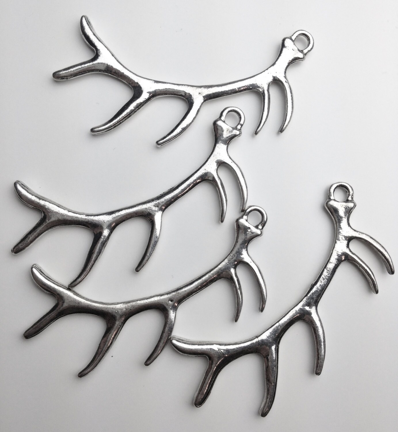 Silver Plated Deer Head Antler Charm Silver Antler Charms - Etsy