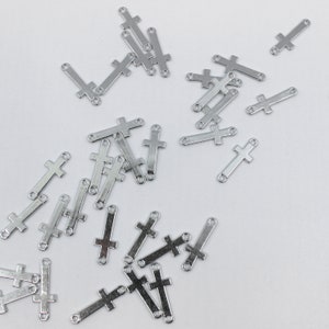 Delicate Silver Plated Small Cross Connector Charm, Cross Connector ...