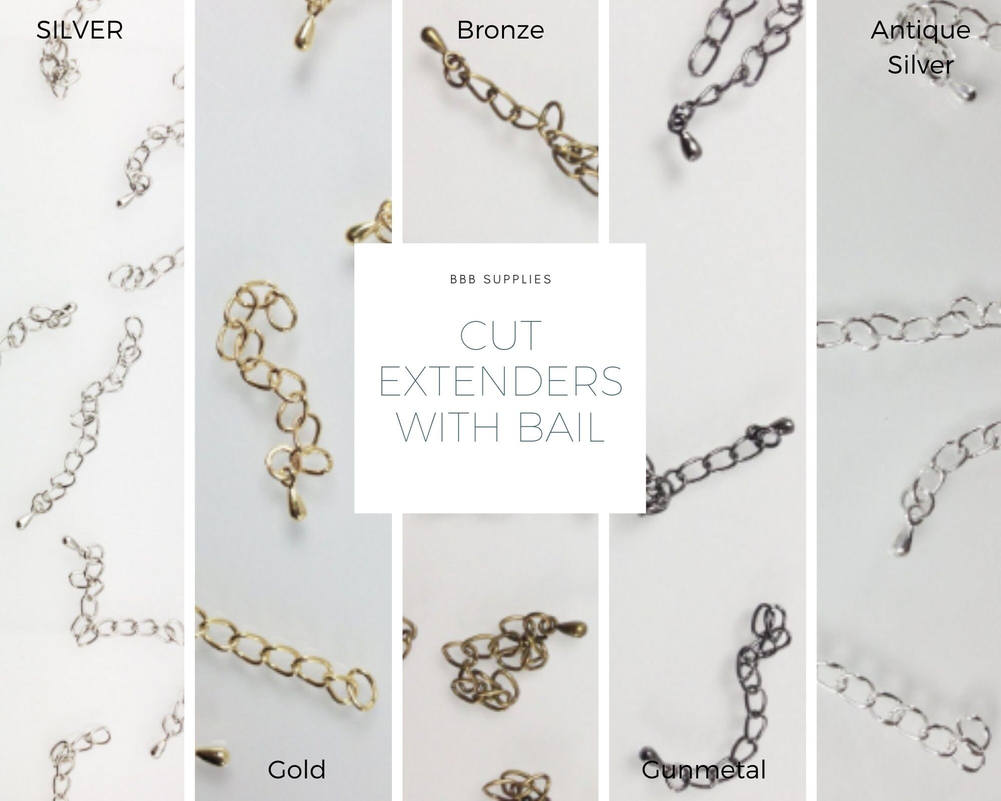 Extender Chain With Drop in Various Finishes, Gold, Silver Findings ...