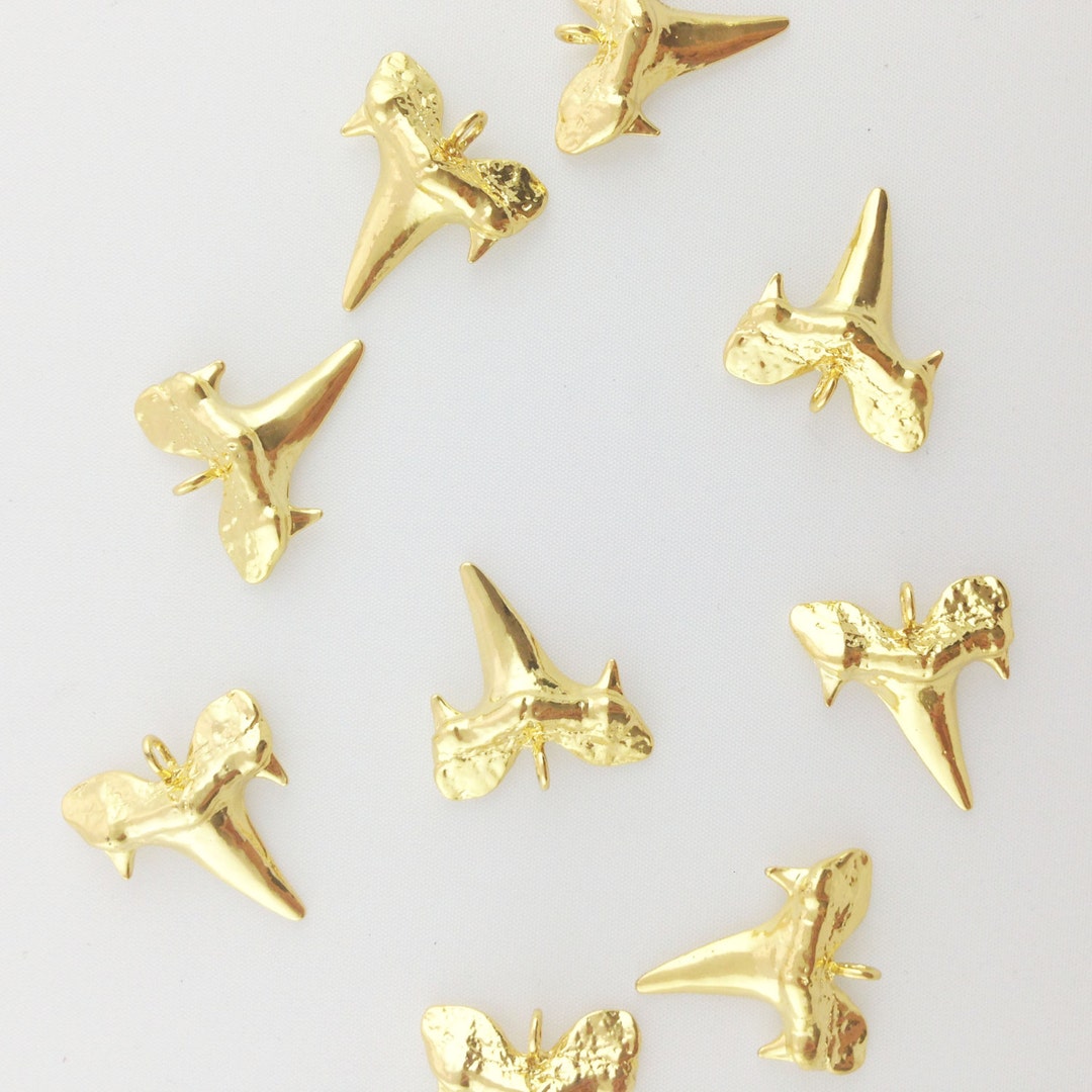Shark Tooth Charm, Gold Shark Tooth, Shark Tooth Pendant, Sea Life ...