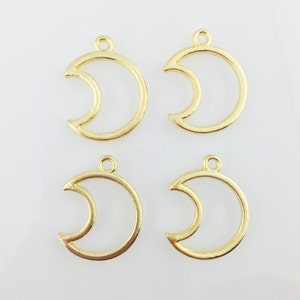 Gold Open Moon Charm, Zodiac Charm, Gold Constellation Charm, Celestial ...