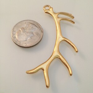 Gold Plated Single Antler Charm, Deer Antler Charm, Long Antler Charm ...