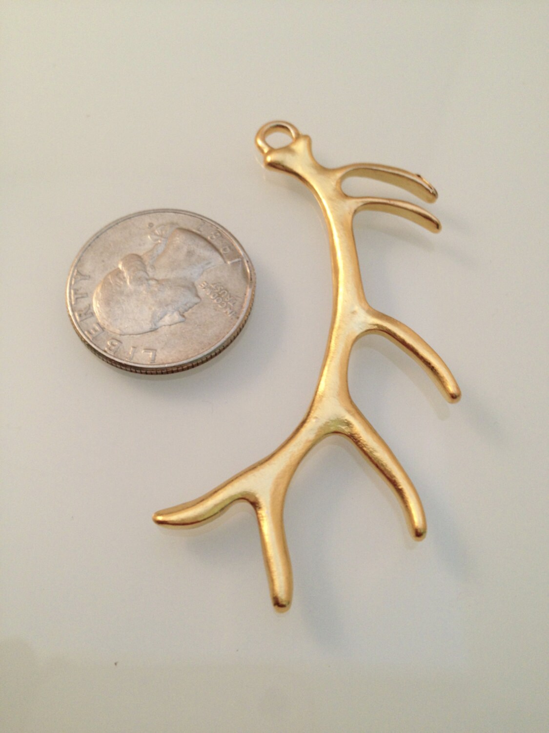 Gold Plated Single Antler Charm, Deer Antler Charm, Long Antler Charm ...