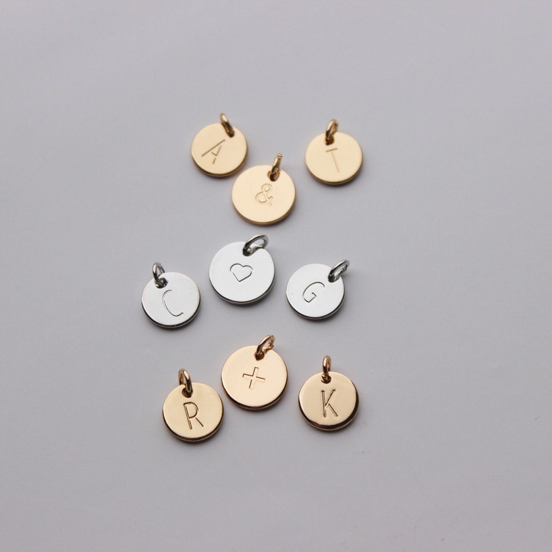 Round Initial Couples Connecting Symbols Charms, Ampersand Engraved ...