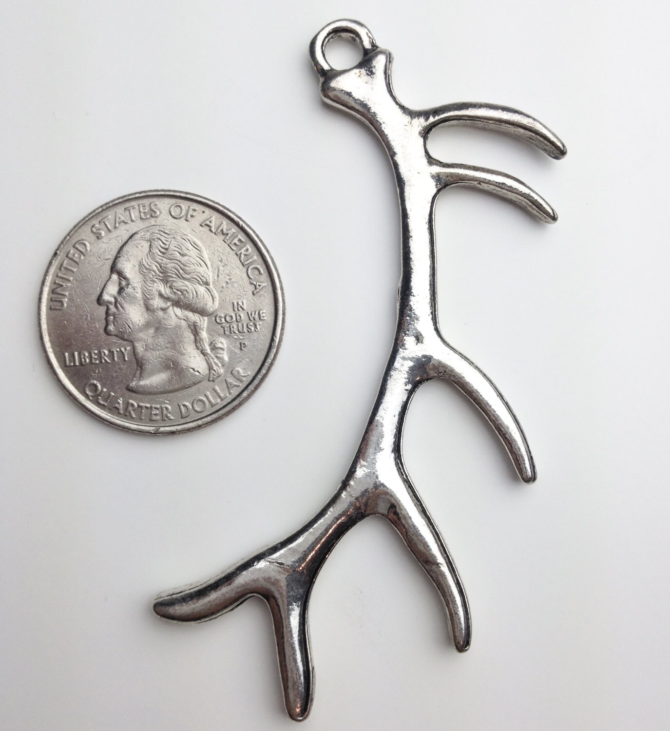 Silver Plated Deer Head Antler Charm Silver Antler Charms - Etsy