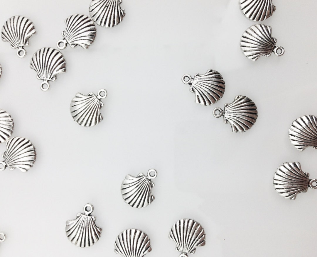 Silver Shell Clam Charm, Seashell Charm, Ocean Charm, Nautical Charm ...