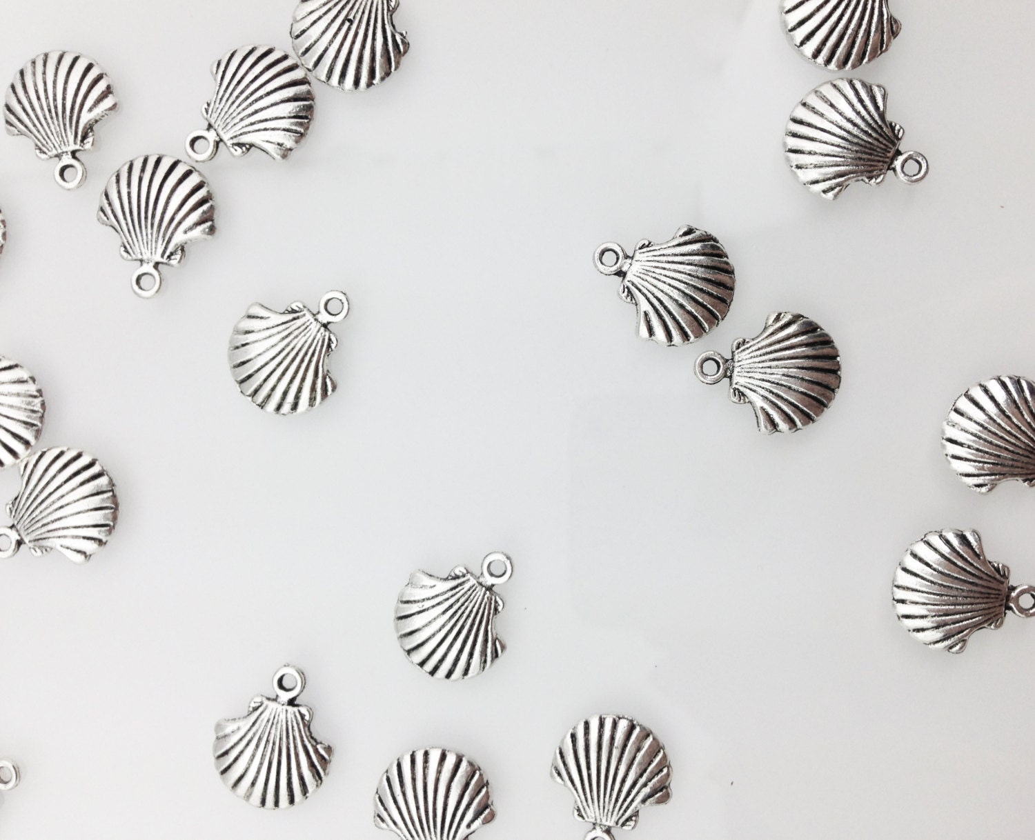 Silver Shell Clam Charm Seashell Charm Ocean Charm Nautical - Etsy