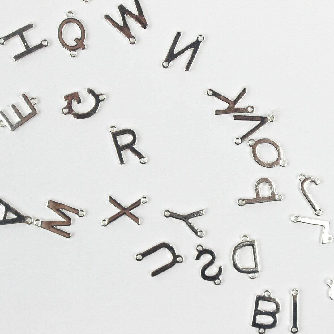 Silver Initial Letter Connector Charms, Delicate Initial, Custom Gift ...