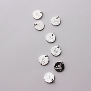 Engraved Hand Gestures Collection, Rock on Charm, Shaka Engraved Charms ...