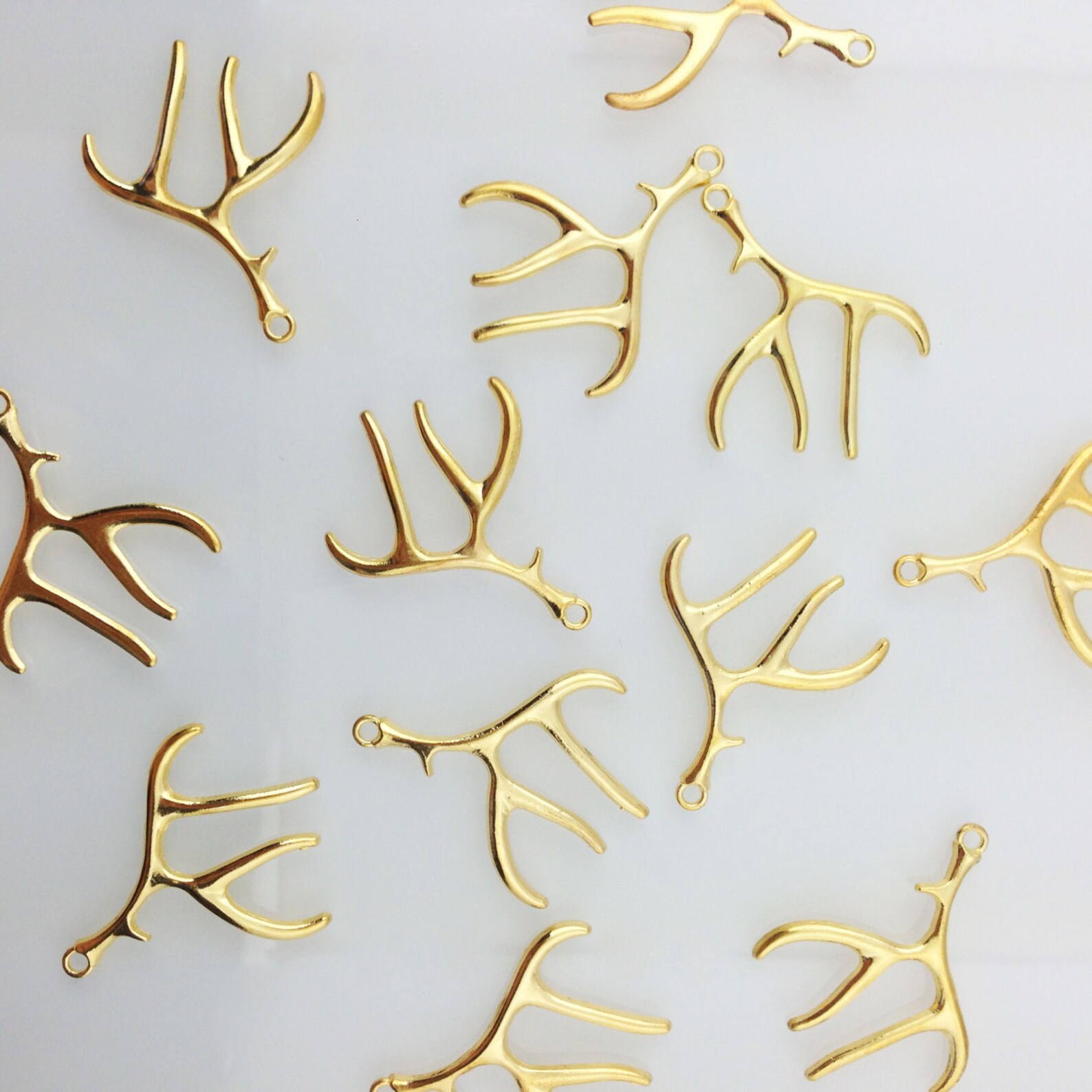 Gold Plated Wide Antler Charm, Deer Antler Charm, Nature Charm, Animal ...