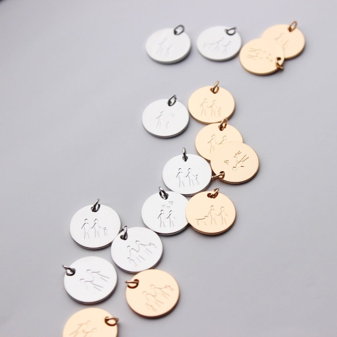 Engraved Family Stick Figure Charms, Sisters Charm, Family Engraved ...