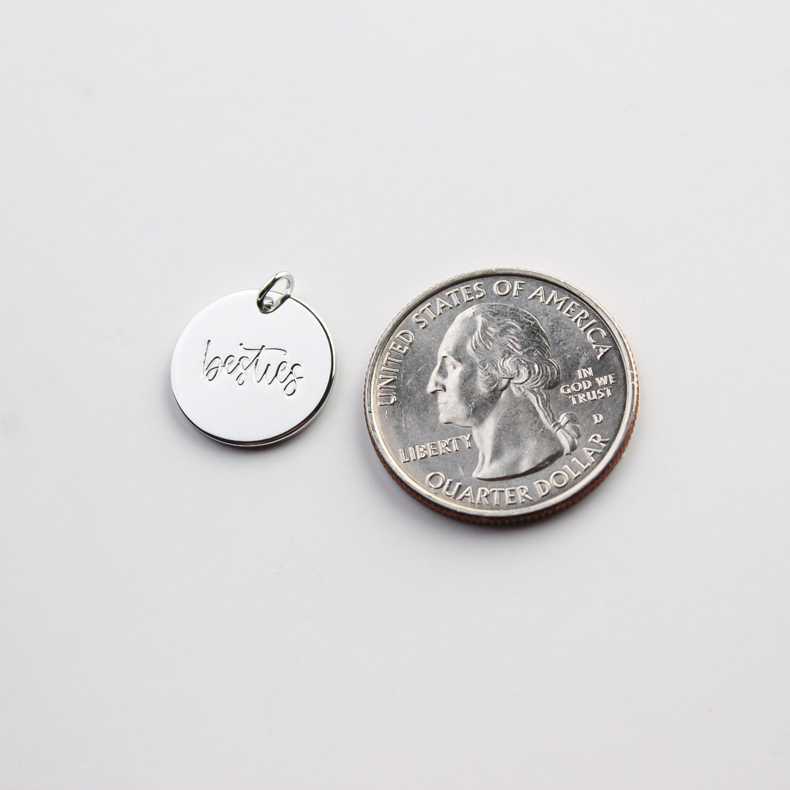 Engraved Besties Charm, BFFE Necklace Charms, Cursive Besties Engraved ...
