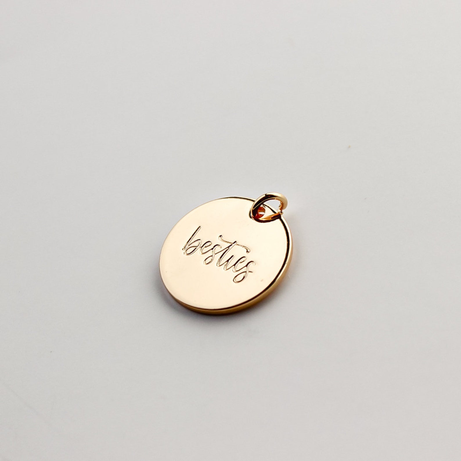 Engraved Besties Charm, BFFE Necklace Charms, Cursive Besties Engraved ...