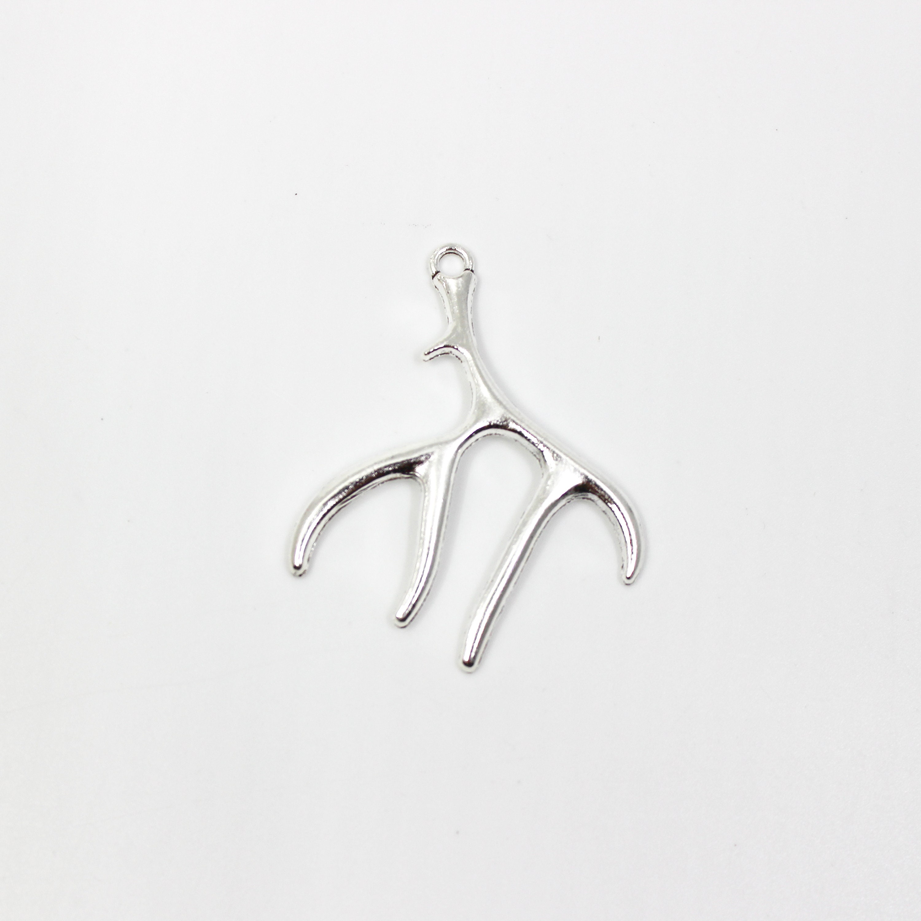 Silver Plated Wide Antler Charm, Silver Antler Charm, Silver Nature ...
