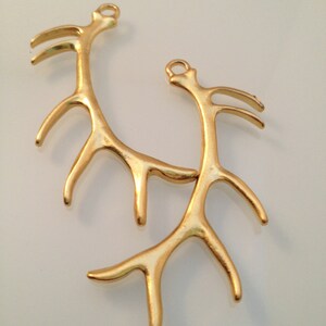 Gold Plated Single Antler Charm, Deer Antler Charm, Long Antler Charm ...